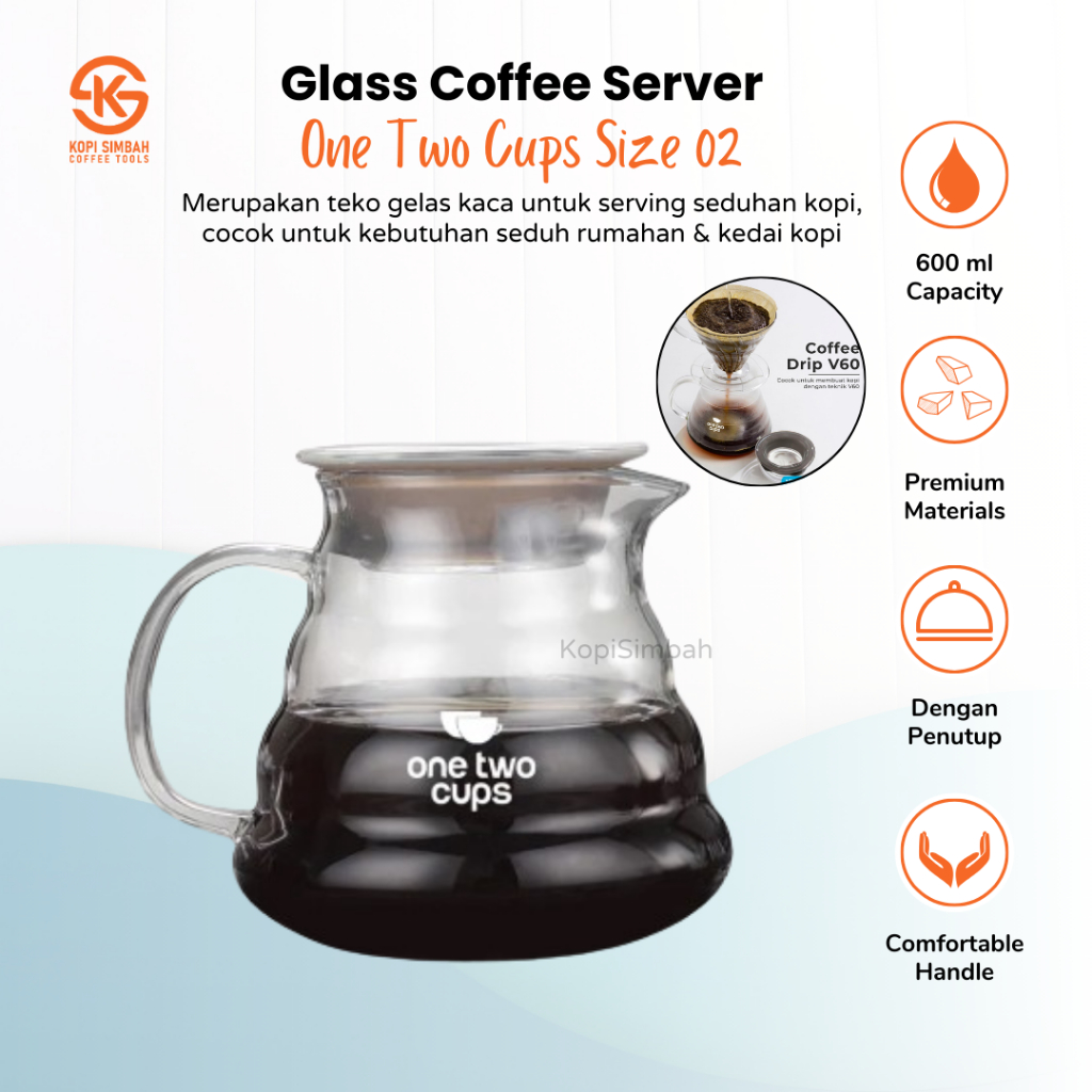 Jual Coffee Server V60 Glass 600 ml Gelas Teko Kaca Size 02 Serve ...