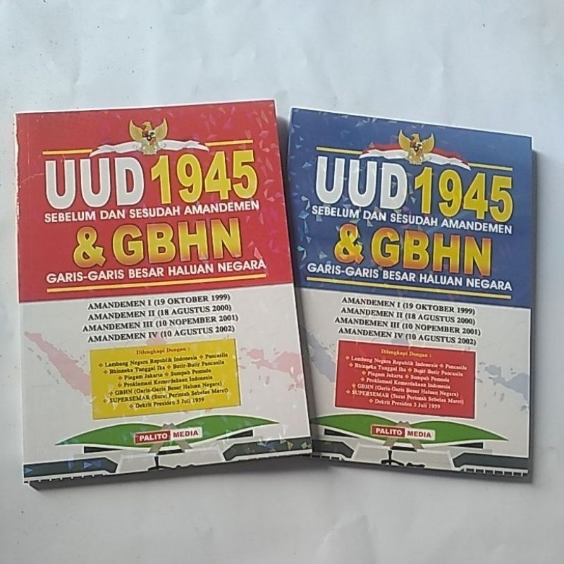 Jual Uud 1945 Sebelum Dan Sesudah Amandemen Dan Gbhn Amandemen 1 2 3 4 Buku Besar A5 