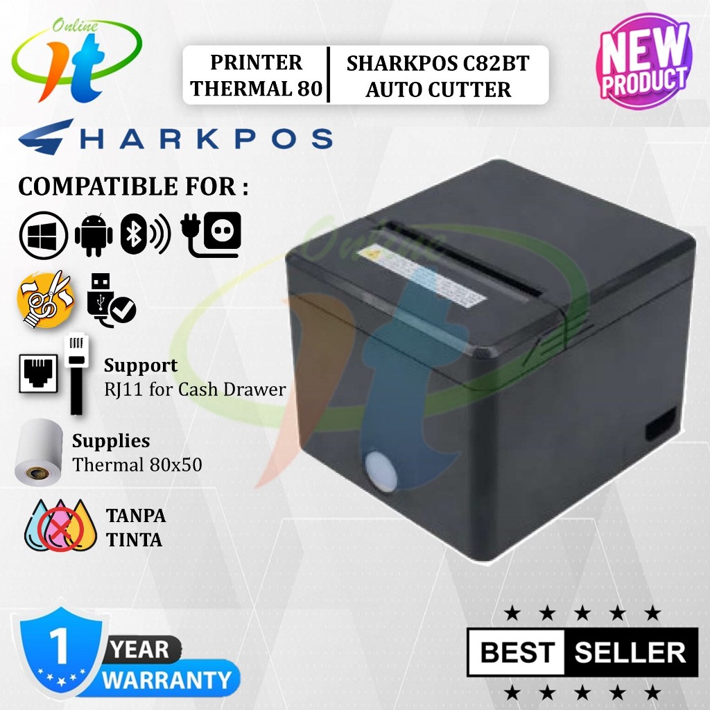 Jual Sharkpos C82BT Printer Bluetooth Thermal 80mm Auto Cutter USB ...
