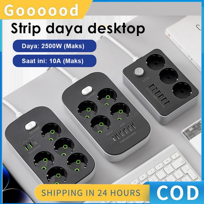 Jual Papan Daya Pintar 2500W/4-5 Colokan + USB + Tipe C/Soket Listrik ...
