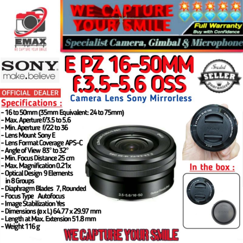 Jual SONY E PZ 16-50MM f.3.5-5.6 OSS Lens Lensa Camera Sony E-Mount Mirrorless Sony 16-50 mm f ...