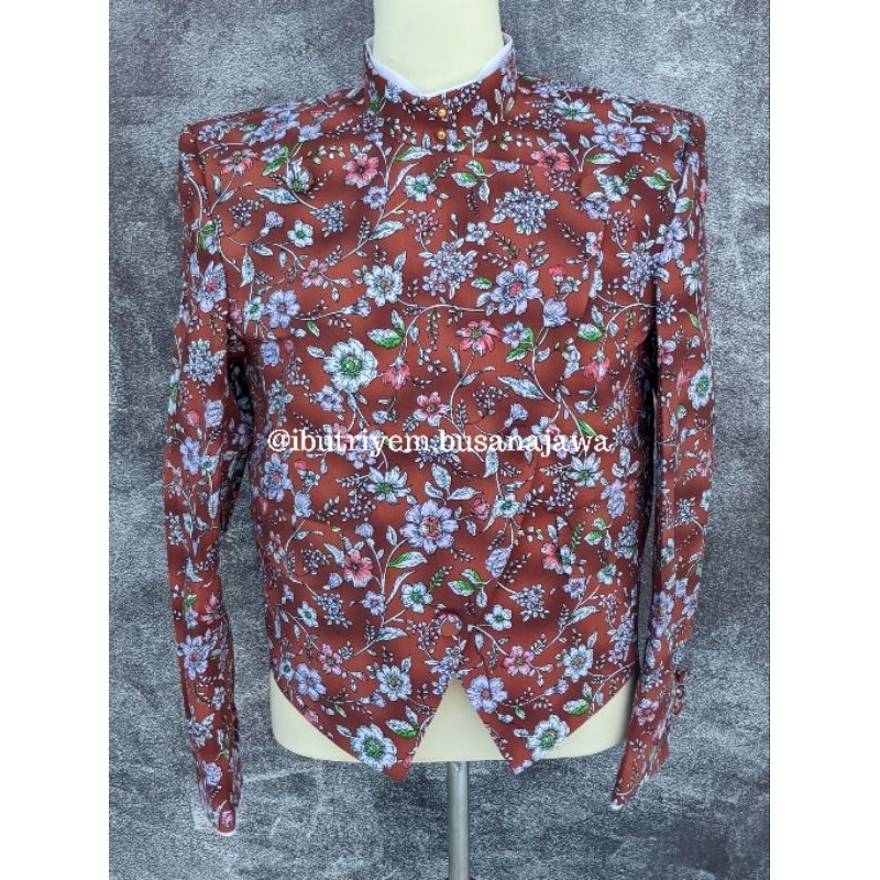 Jual Beskap Solo Krowok Alusan Motif Bunga Cokelat | Shopee Indonesia