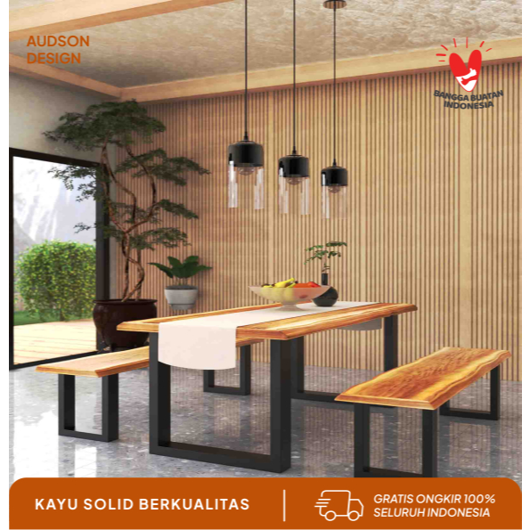 Jual Teja Dining Table - Meja Makan Kombinasi Kayu Mahoni Kayu Jati ...