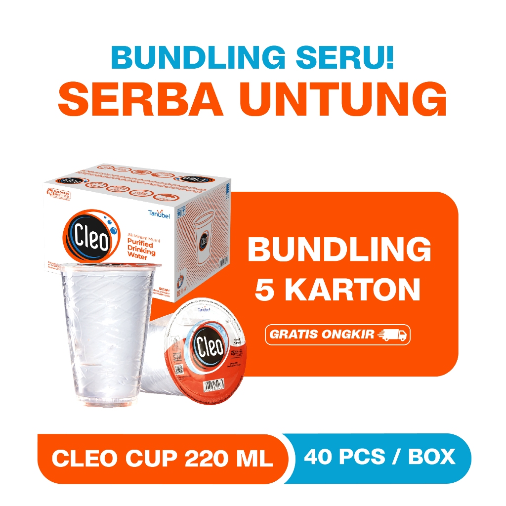 Jual Cleo Air Murni Cup 220 40 pcs - Bundling Hemat 5 Karton | Shopee Indonesia