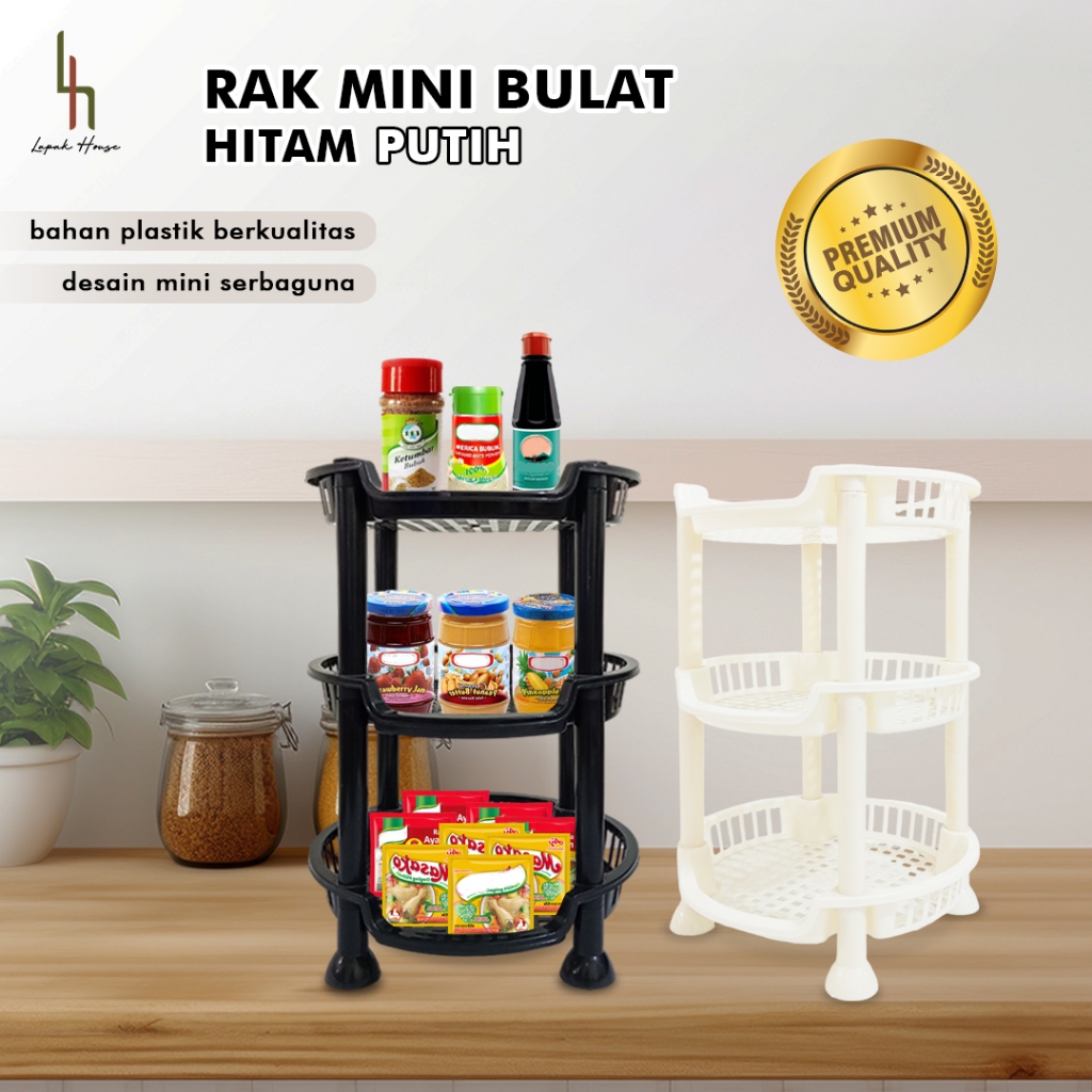 Jual MPW Rak Mini Bulat Susun 3 Hitam Putih / Rak Mini Bulat Plastik ...