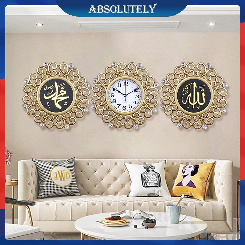 Jual 3pcs Set Jam Dinding Wall Clock Aesthetic Cahaya Mewah Ruang Tamu ...