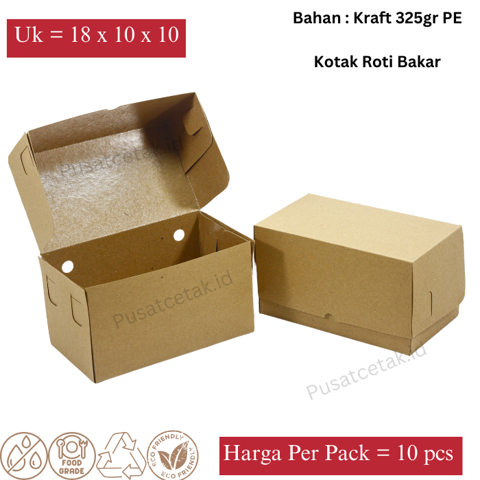 Jual KEMASAN / PACKAGING ROTI BAKAR 18 Cm x 10 Cm x 10 Cm Kotak Kraft ...