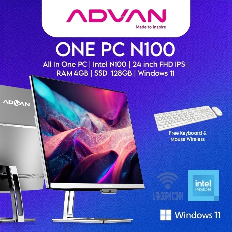 Jual Advan All In One PC N100 Intel N100 Layar 24 Inch FHD Ram 4GB SSD ...