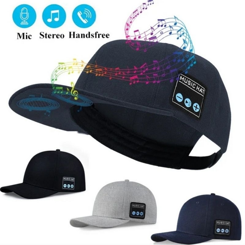 Jual topi musik speaker wireless hat caps bluetooth sport gym running ...