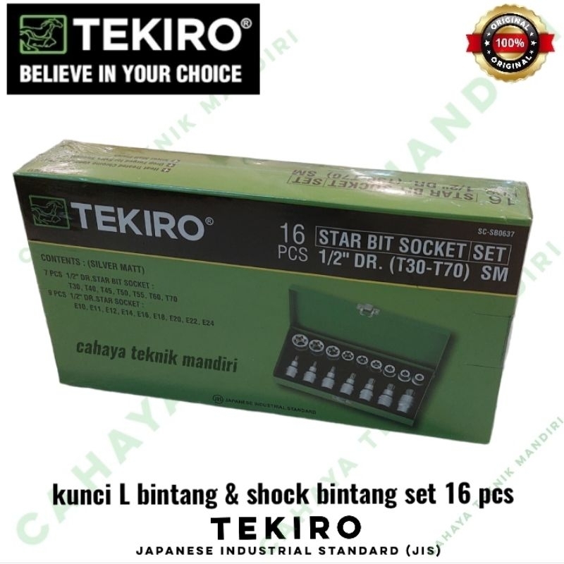 Jual Mata kunci sok bintang set 16 pcs 1/2 inch Dr TEKIRO box besi / starbit socket set | Shopee ...