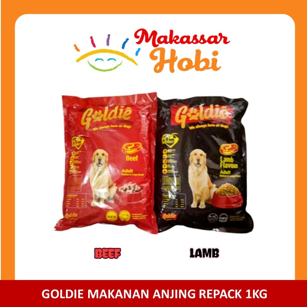 Jual Makanan Anjing Goldie Adult Dog Food 1 kg Beef Lamb Medium Large ...