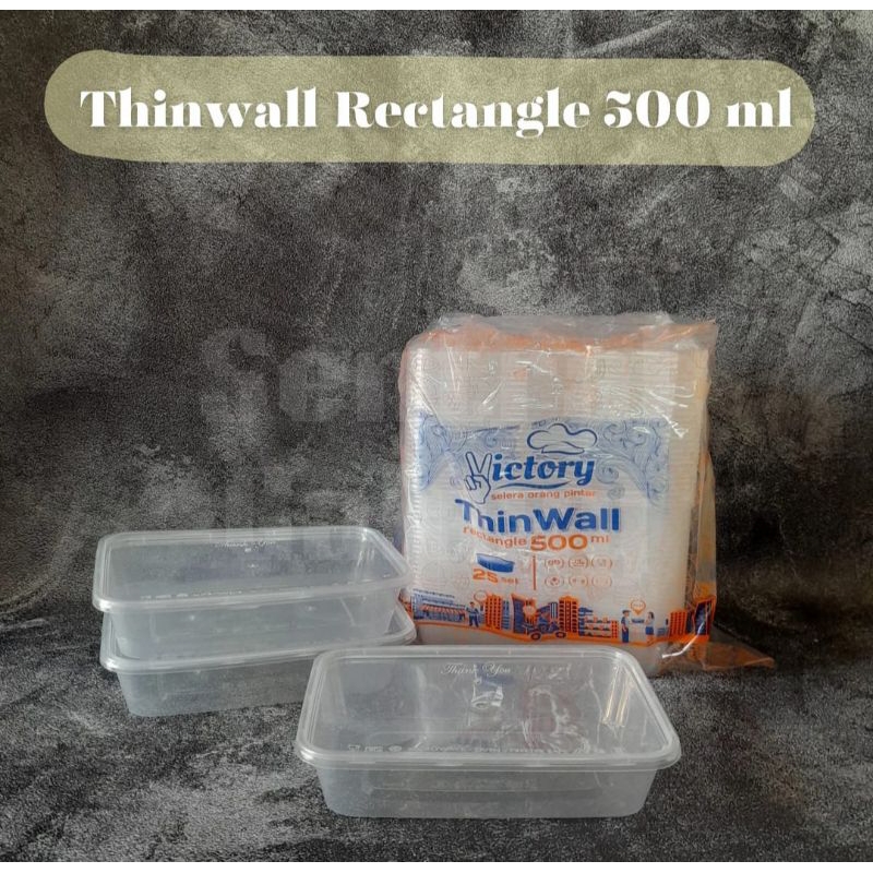 Jual Thinwall rectangle 500ml Victory 25pcs/thinwall 500ml Victory ...