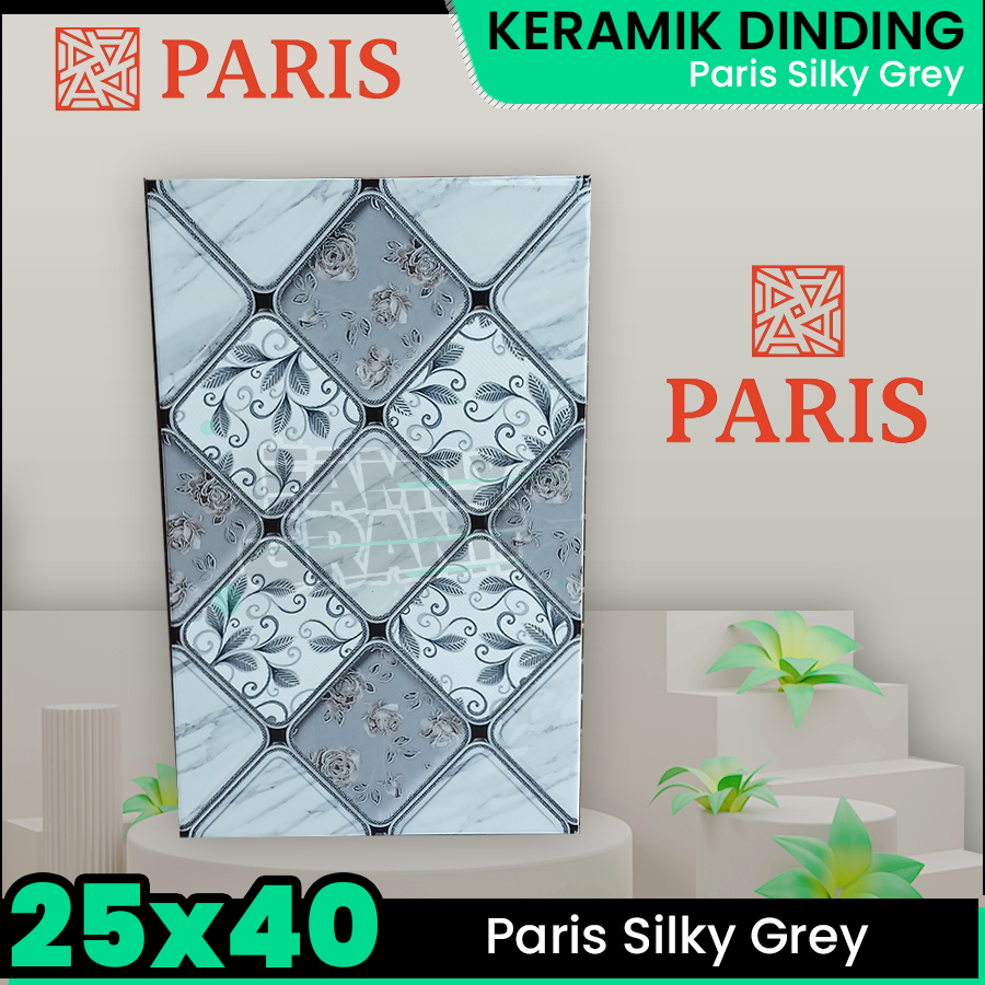 Jual Keramik Dinding 25x40 Paris Silky Grey Wall Tile Motif Batik ...