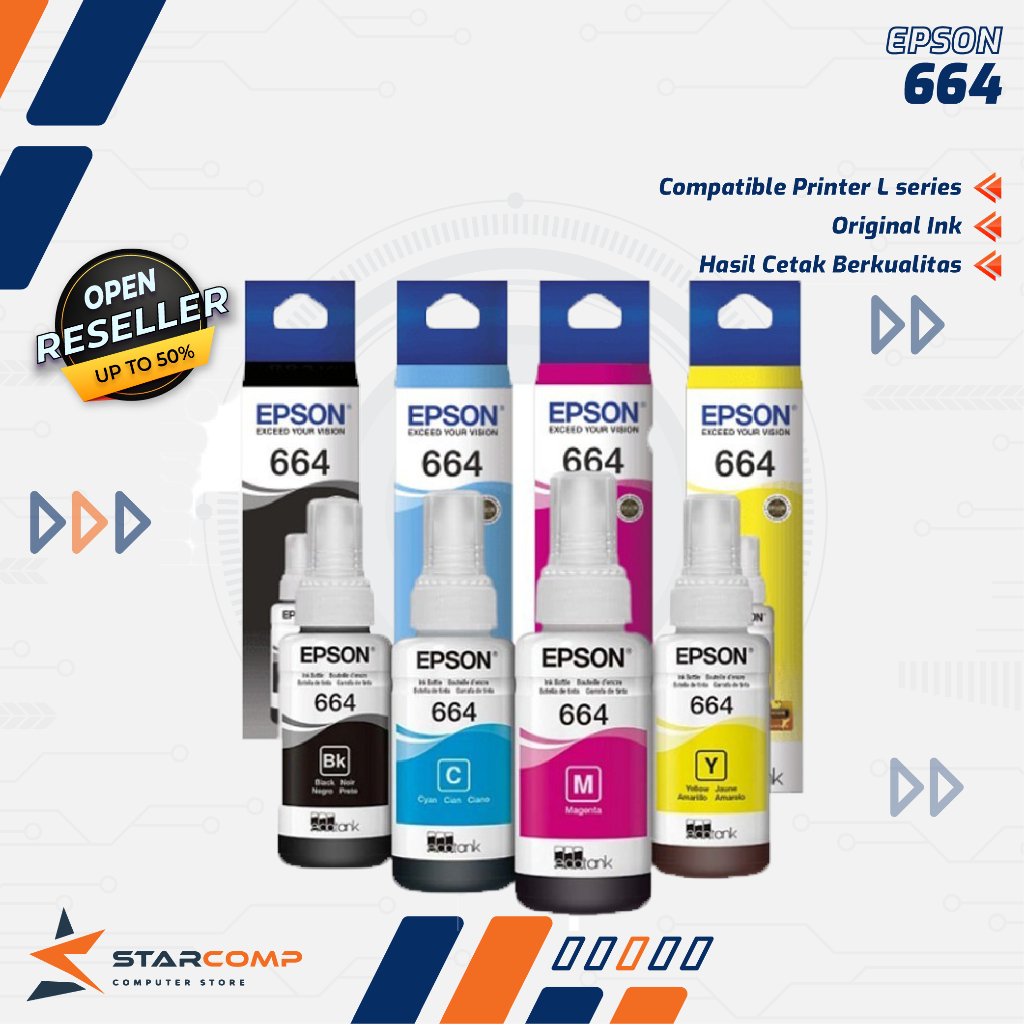 Jual Tinta EPSON 664 Black Cyan Magenta Yellow for L Series Original | Shopee Indonesia