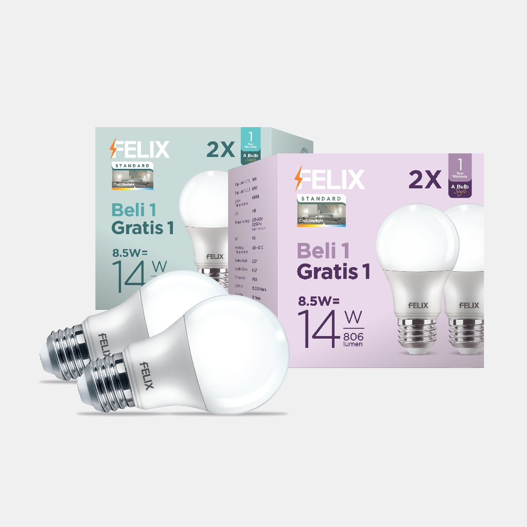 Jual FELIX STANDARD Lampu Bohlam LED 8.5 Watt A Bulb Style Putih Cool ...