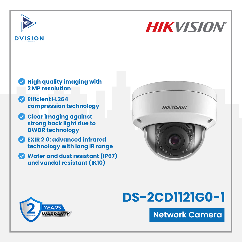 Jual HIKVISION DS-2CD1121-I Hikvision 2 MP Fixed Dome Network Camera - DS-2CD1121G0-I, 2.8MM ...