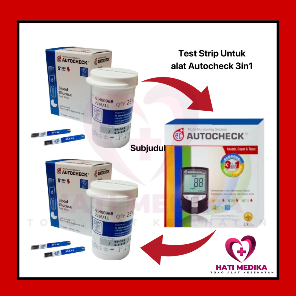 Jual AUTOCHECK - Strip Gula Darah Isi 25 pcs | Refill Glucose Test ...