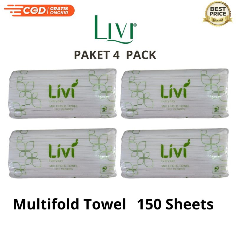 Jual PAKET 4 PACK Tissue Dapur Livi Everyday Multifold 150 Sheets / 1 ...