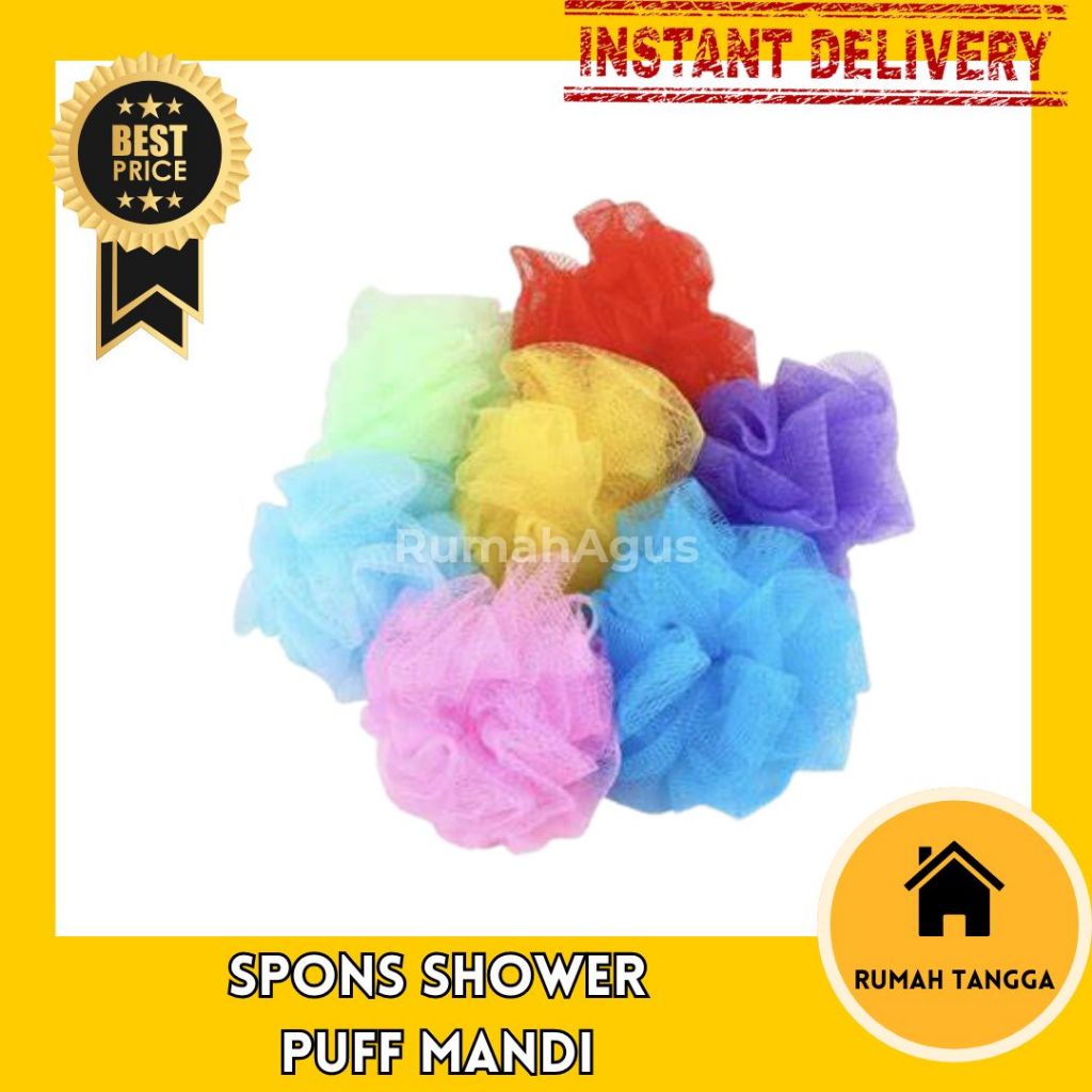 Jual Spon Shower Puff Spons Mandi Jaring Polos Spon Shower Puff Gel ...