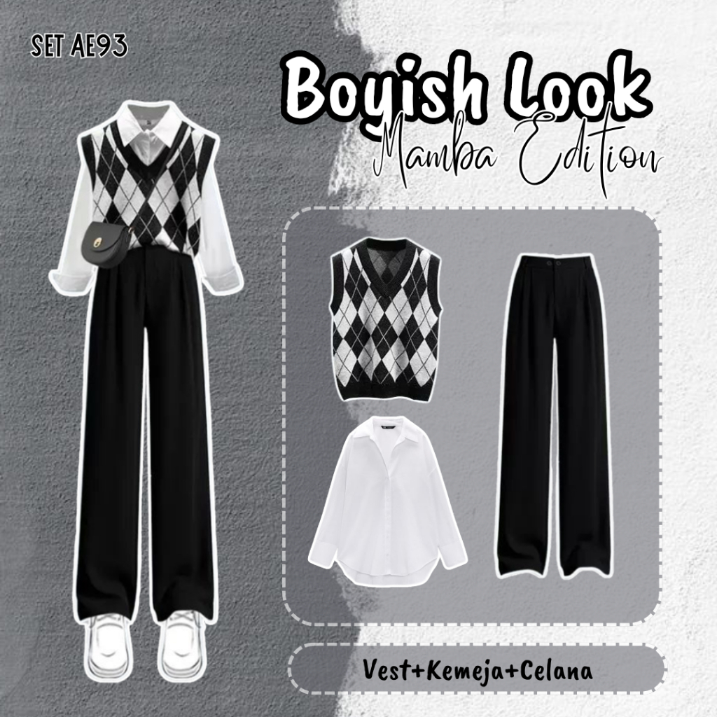 Jual 3 IN 1 One Set Korean Style Outfit Remaja Kekinian Cewe Mamba Simple Outfit Vest Celana ...