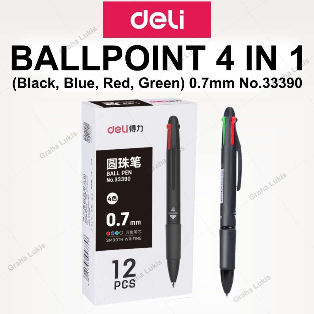 Jual Deli Ballpoint 4 Warna 0.7mm Multi Fungsi 33390 | Shopee Indonesia