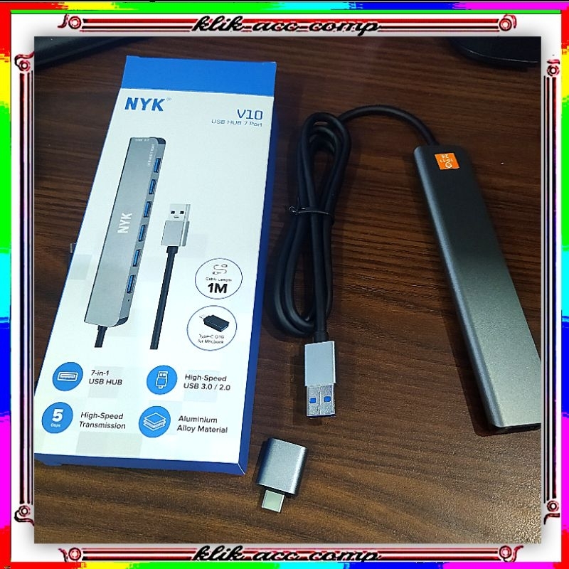 Jual USB HUB 3.0 NYK 7 Port V10 / USB hub 3.0 NYK 7 port plus OTG type ...