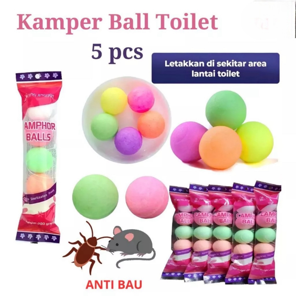 Jual Kamper Toilet Ball isi 5 Kapur Warna Warni Anti Ngengat Pengharum Ruangan Kamar Mandi ...