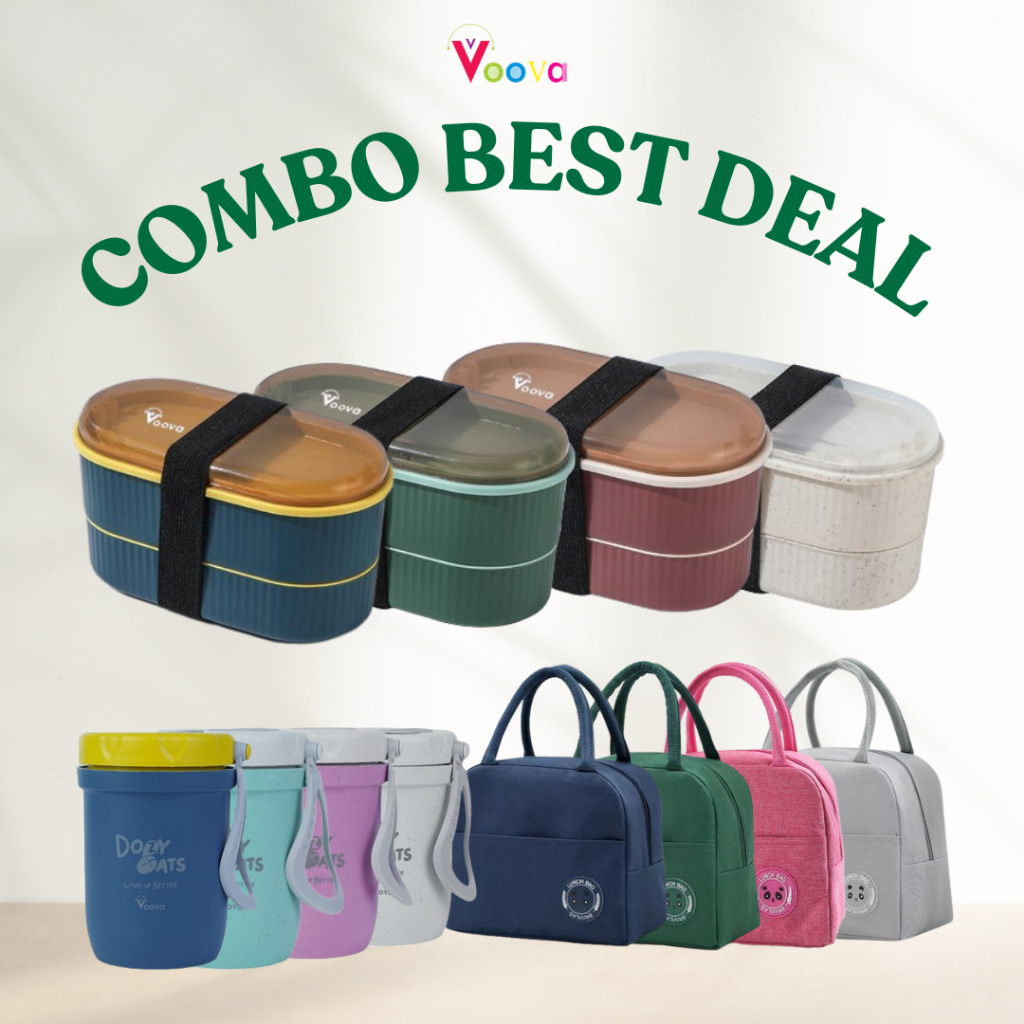 Jual VOOVA Combo Best Deal/ Kotak Bekal 3 In 1/ Lunch Box Set/ Lunch ...