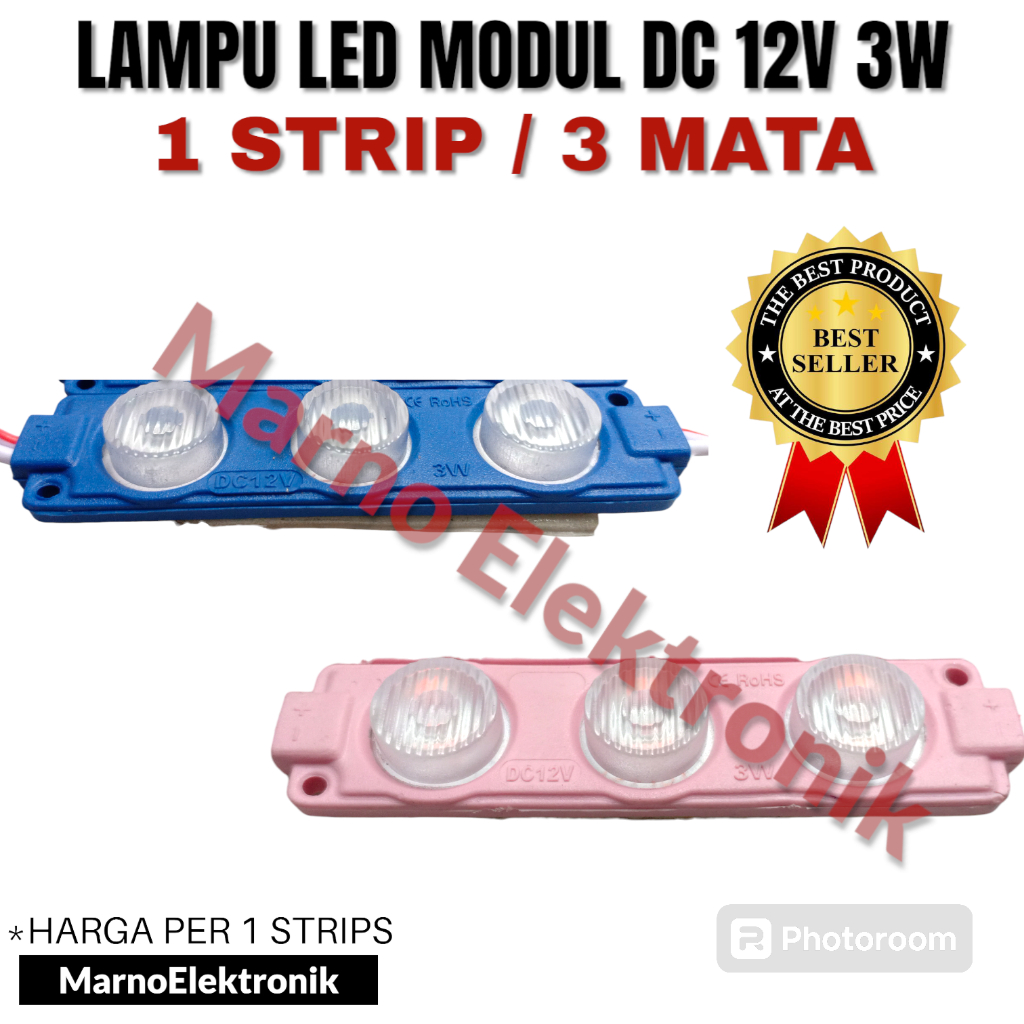 Jual LAMPU LED MODUL DC 12V 3W 1 STRIP 3 MATA KANCING | Shopee Indonesia