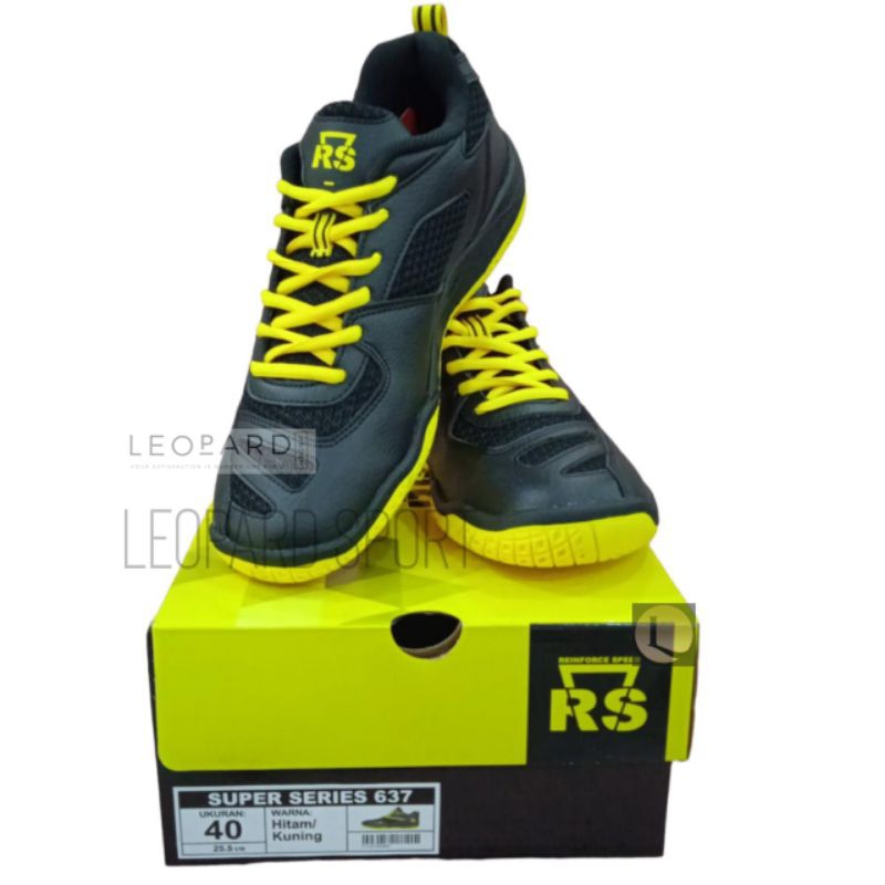 Jual Sepatu Badminton RS SUPER SERIES 637 Hitam Kuning/Sepatu Badminton ...