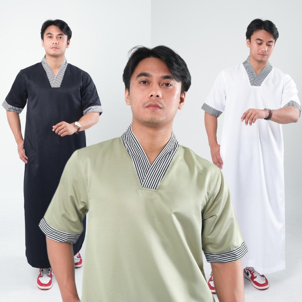 Jual Jubah Pria Gamis slimfit Pria Lengan Pendek Jubba jubah pria ...