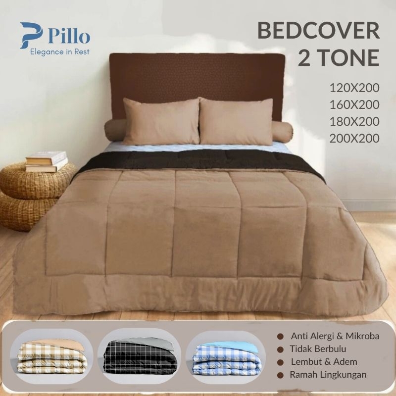 Jual Pillo - Bedcover Kombinasi Two Tone Bed Cover Only Polos Ukuran ...