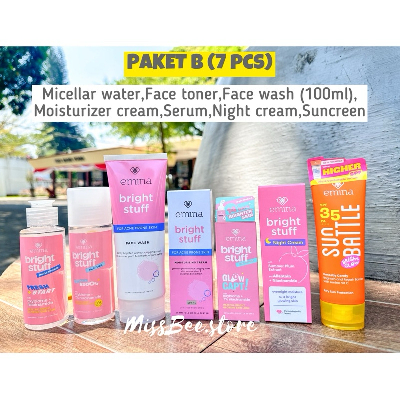 Jual NEW PLUS NIGHT CREAM Emina Paket BRIGHT STUFF FOR ACNE PRONE SKIN ...