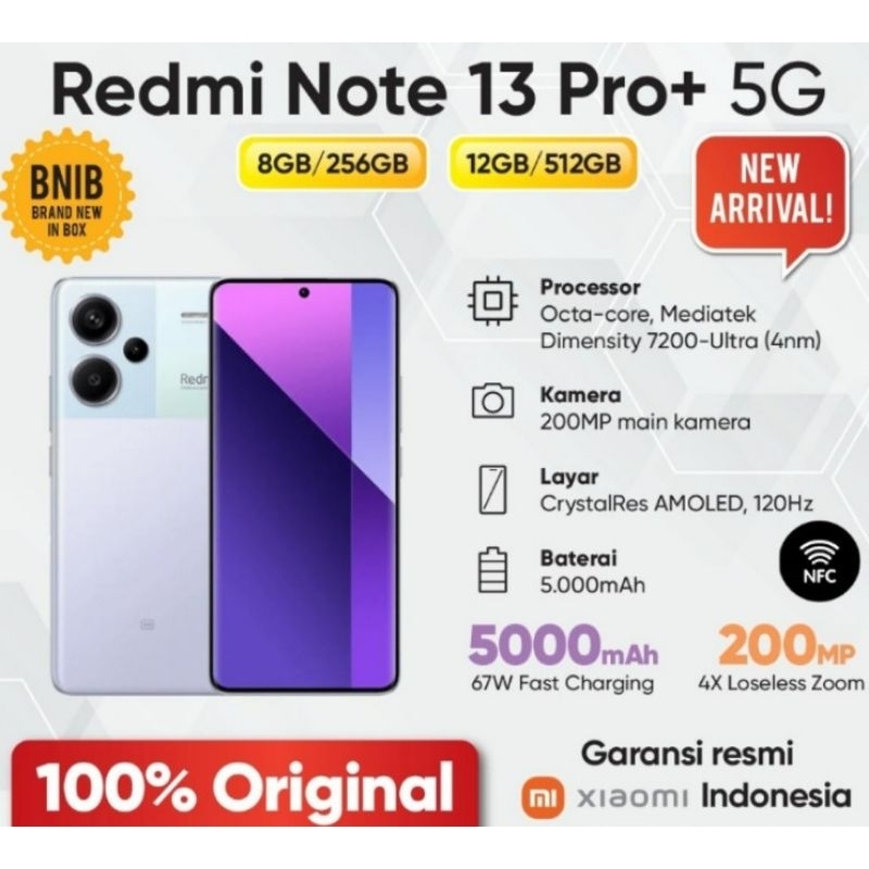 Jual Xiaomi Note 13 Pro Plus 5G ( 12/512GB ) 5000mAh SUPER FASTCARGE Garansi Resmi Xiaomi ...