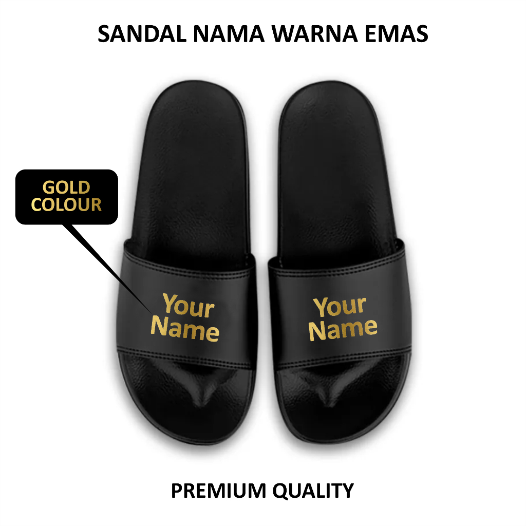 Jual Sandal Pria Selop Custom Nama Gold Edition Sendal Selop Nama Warna ...
