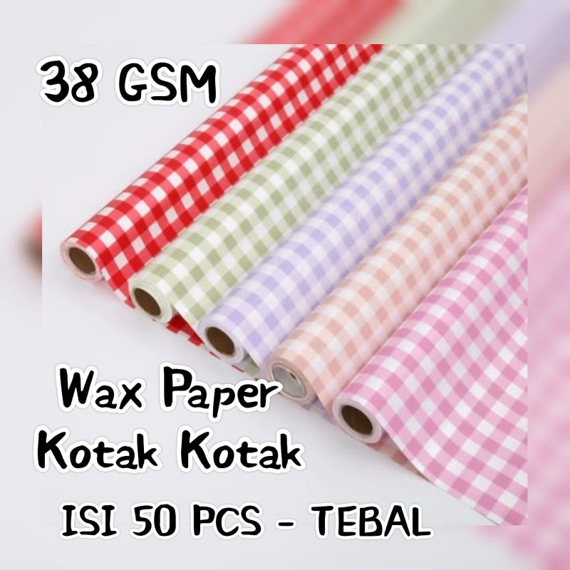 Jual Wax Paper / Baking Paper Laminasi Motif KOTAK KOTAK ~ 50 PCS ...