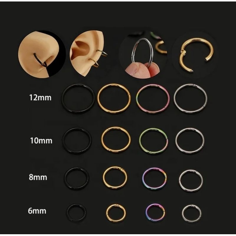 Jual 1 Pcs Anting Ring O 1.2 mm Piercing Conch Healix Tragus Lip Septum ...