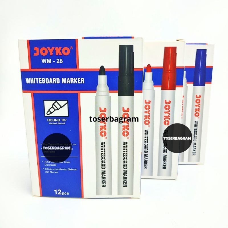 Jual Spidol Whiteboard Joyko Spidol Papan Tulis WM28 (1 Pak/12 Pcs ...