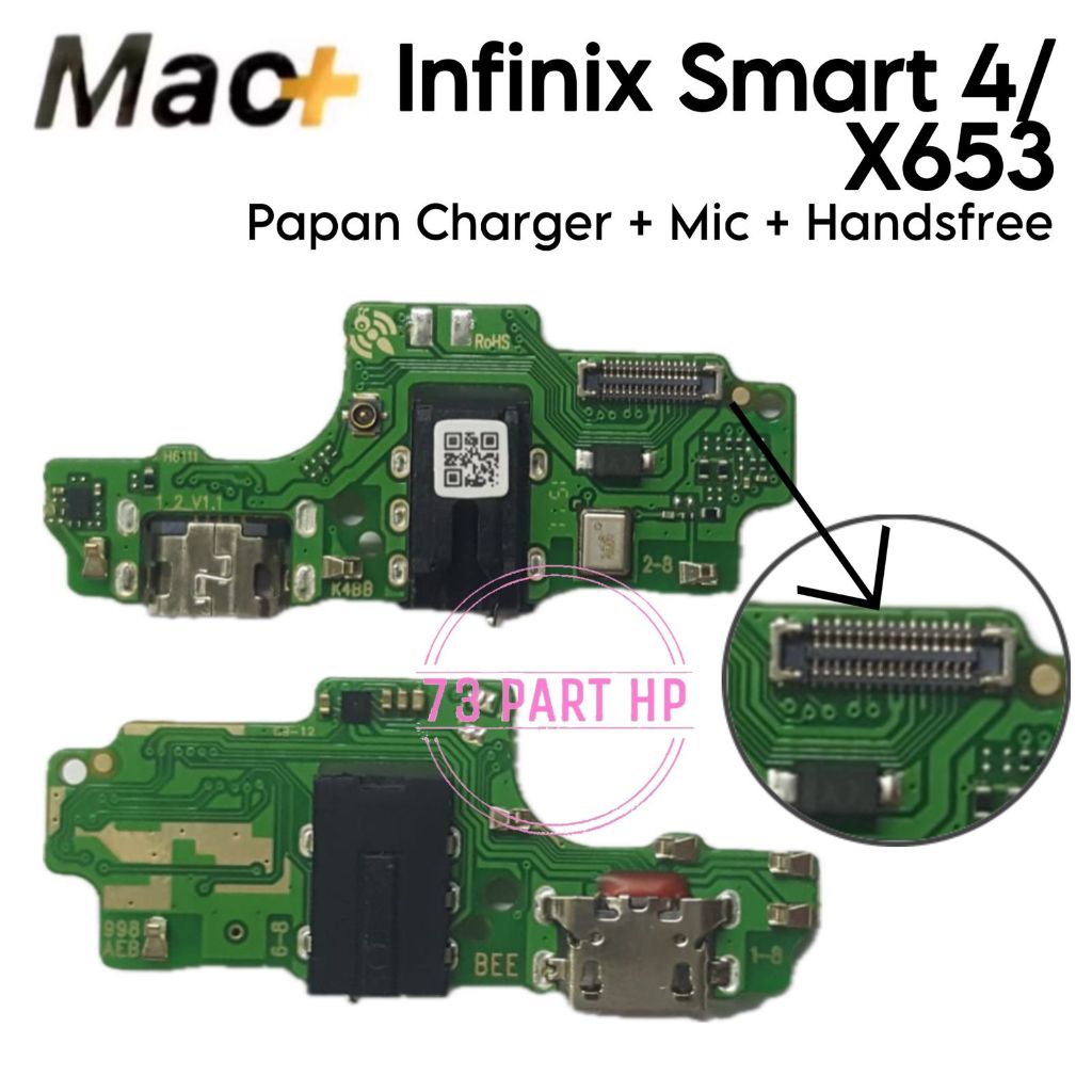 Jual Papan Konektor PCB Charger Mic + Handsfree Infinix Smart 4 / Smart4 / X653 / X663 ...