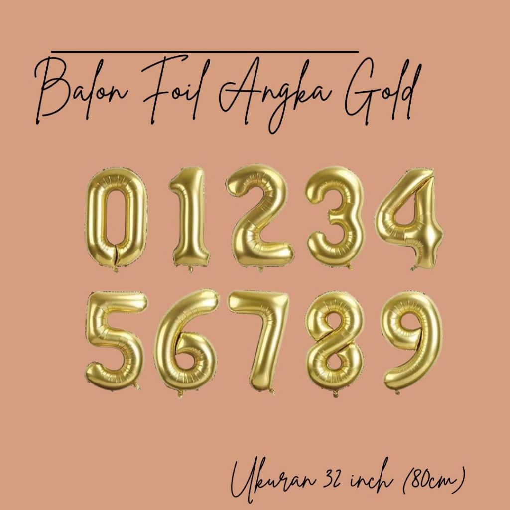 Jual PALING MURAH GOLD COLOR NUMBER FOIL BALLOON Balon Angka Jumbo ...