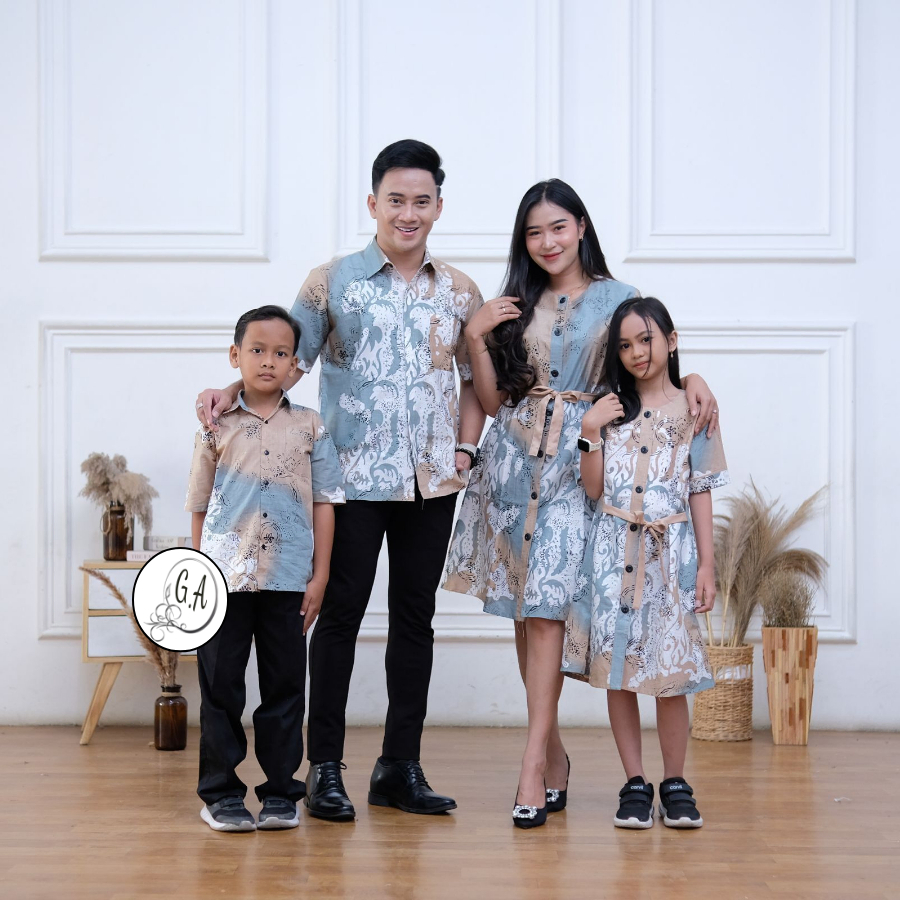 Jual Set Couple Keluarga Baju Batik Sarimbit Seragaman Motif Vanilla ...