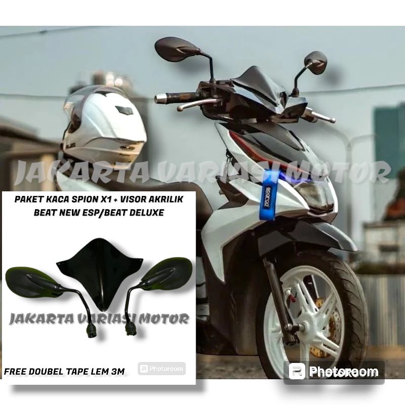 Jual Paketan variasi kaca spion x1 plus visor akrilik hitam kilap pnp ...