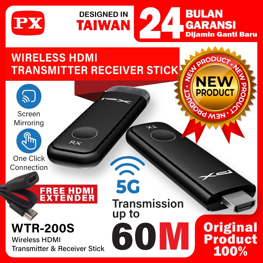 Jual Wireless Audio Video Transmitter Receiver Extender PX WTR-200S | Shopee Indonesia