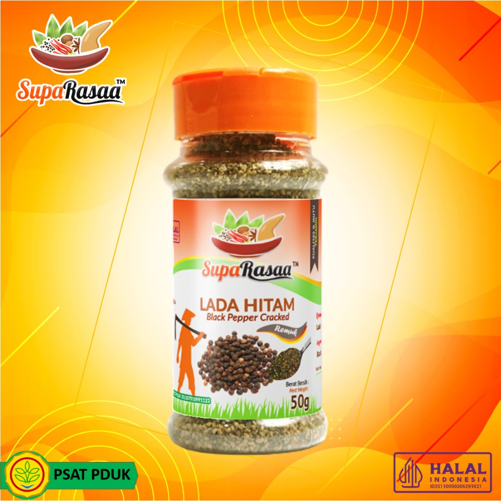 Jual Lada Hitam Cracked Kemasan Botol 50Gr – Lada Hitam Kasar / Cracked ...