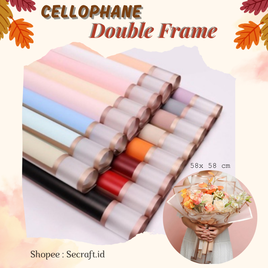 Jual FLOWER WRAPPING PAPER NEW DOUBLE FRAME TRANSPARAN / Kertas Bunga ...