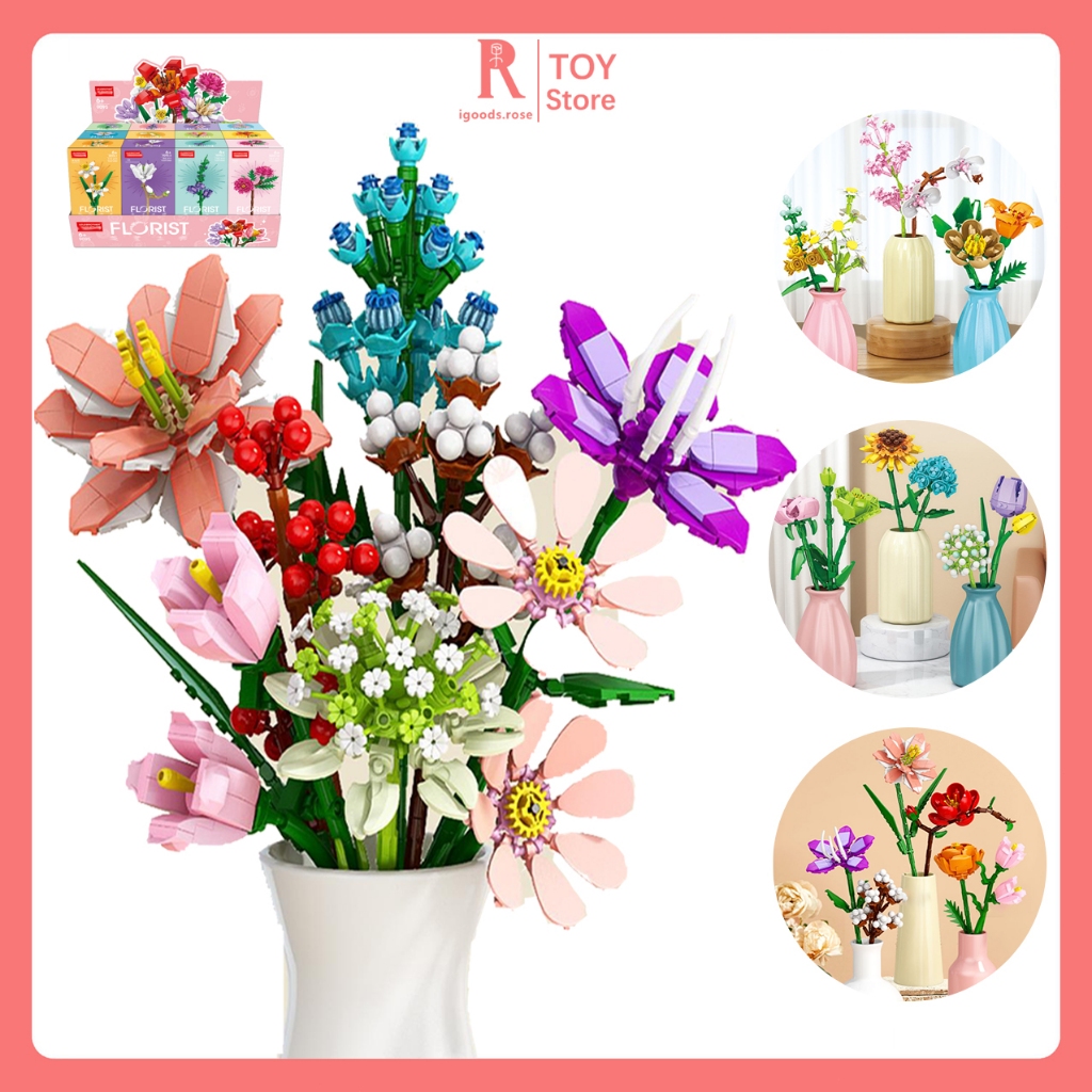 Jual igoods.rose Blok Bangunan Bunga Kristal Buket Bunga Bangunan ...