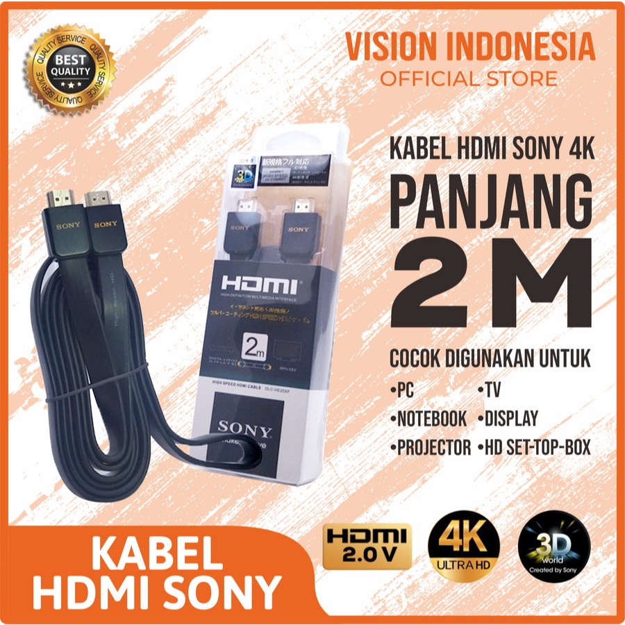 Jual KABEL HDMI SONY 2M/3M/5M/10M/15M METER PREMIUM ORIGINAL HDMI 4K | Shopee Indonesia