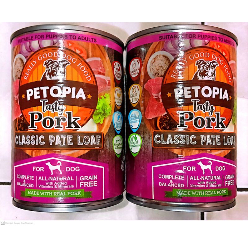 Jual Petopia tasty pork classic pate loaf makanan anjing kaleng wet ...