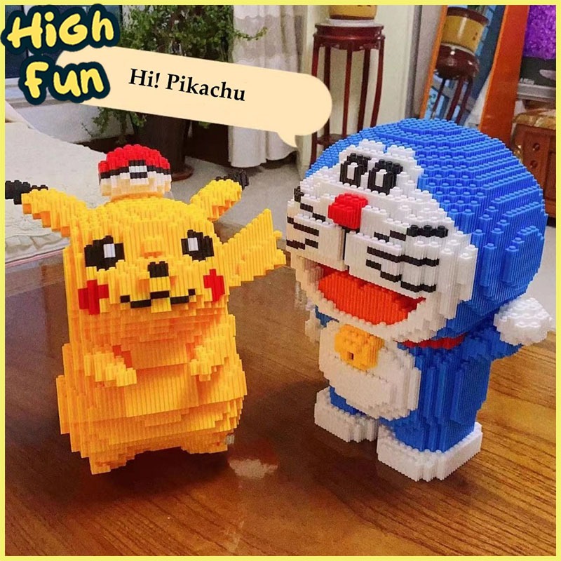 Jual HighFun Nanoblok Pokemon Pikachu dan Doraemon DIY Toys Bricks ...
