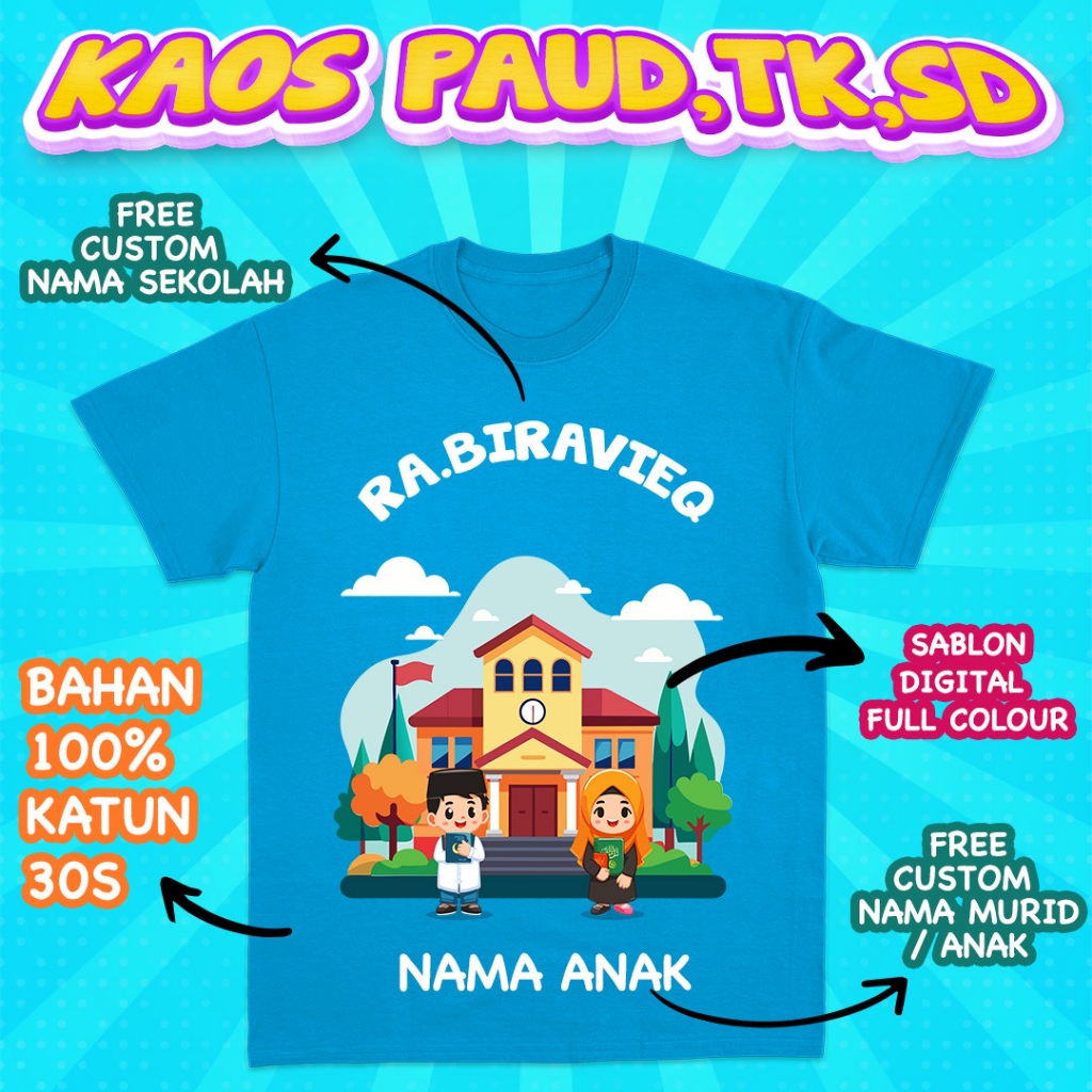 Jual Custom Kaos Kelasan Anak TK Paud SD Custom Nama & Gratis Desain - Kaos kelasan anak TK ...